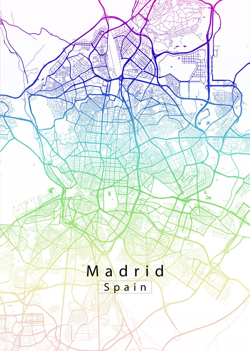 'Madrid City Map' Poster, picture, metal print, paint by Mapique | Displate