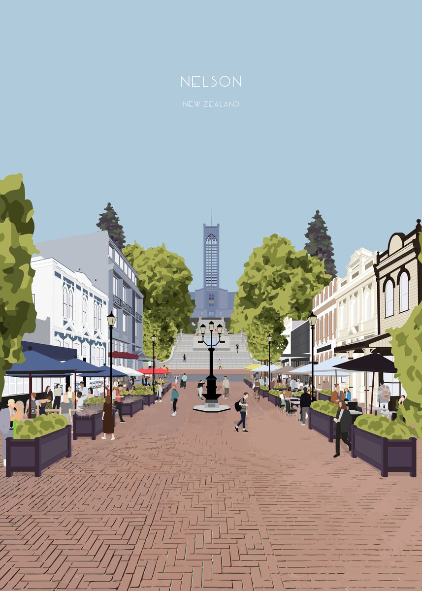 'Nelson New Zealand Travel' Poster, picture, metal print, paint by Alo ...
