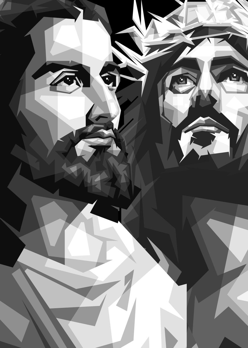 'Jesus Grayscale' Poster, picture, metal print, paint by Dede ...