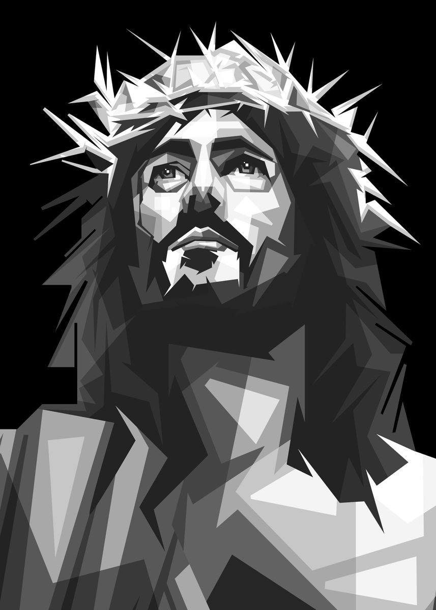'Jesus Grayscale' Poster, picture, metal print, paint by Dedew Doublede ...