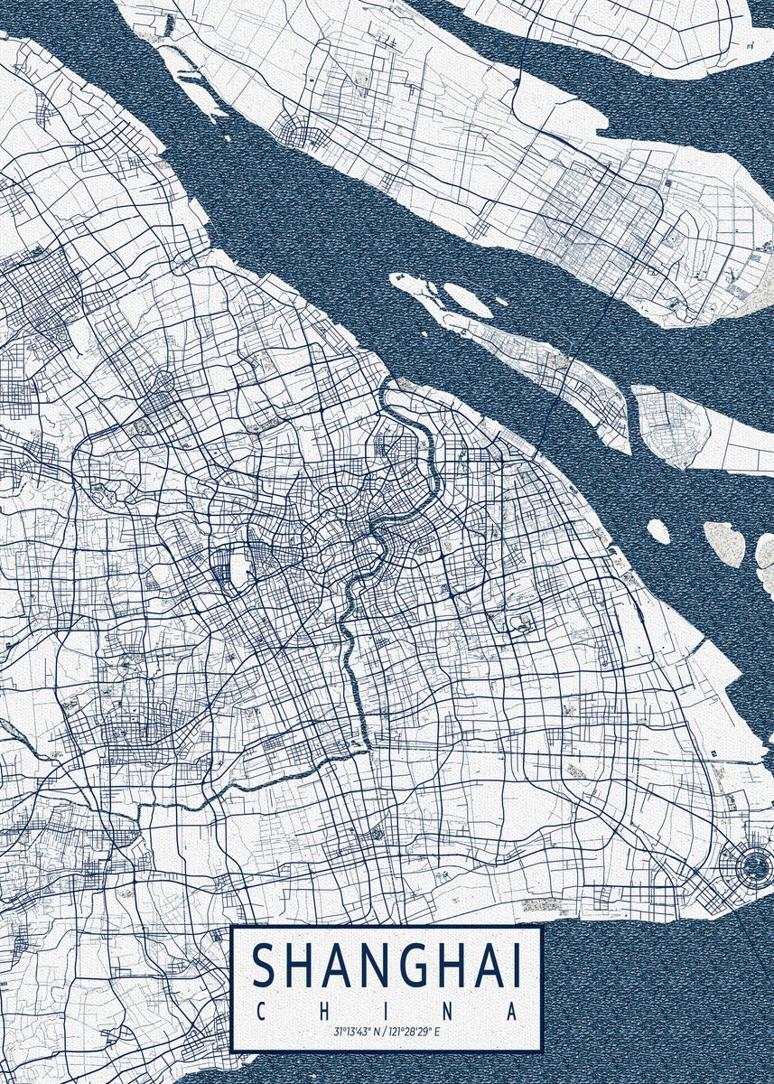 'Shanghai City Map Coastal' Poster by deMAP Studio | Displate