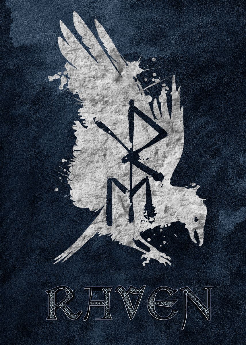 'Raven Bindrune Viking' Poster, picture, metal print, paint by ...