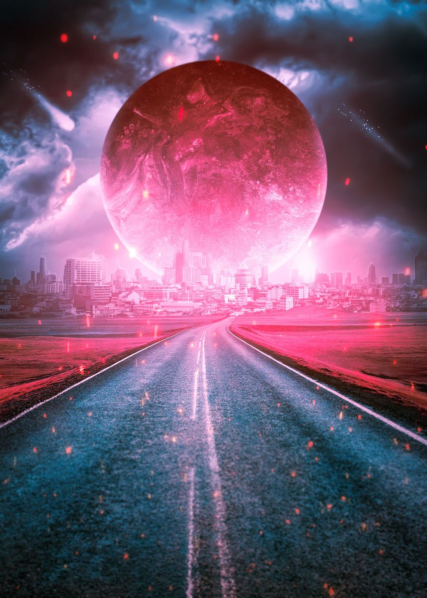 'Pink Road' Poster, picture, metal print, paint by Undermountain | Displate