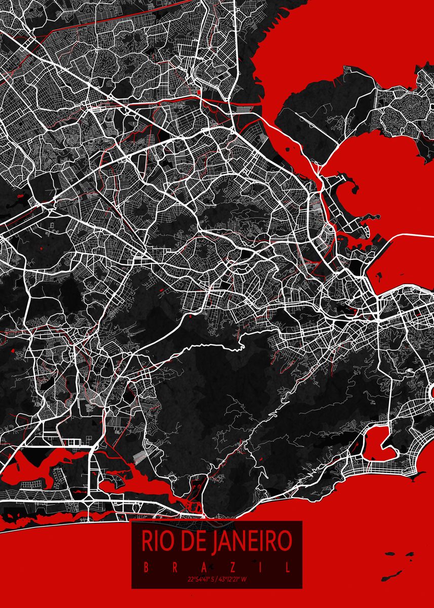 'Rio City Map Oriental' Poster by deMAP Studio | Displate