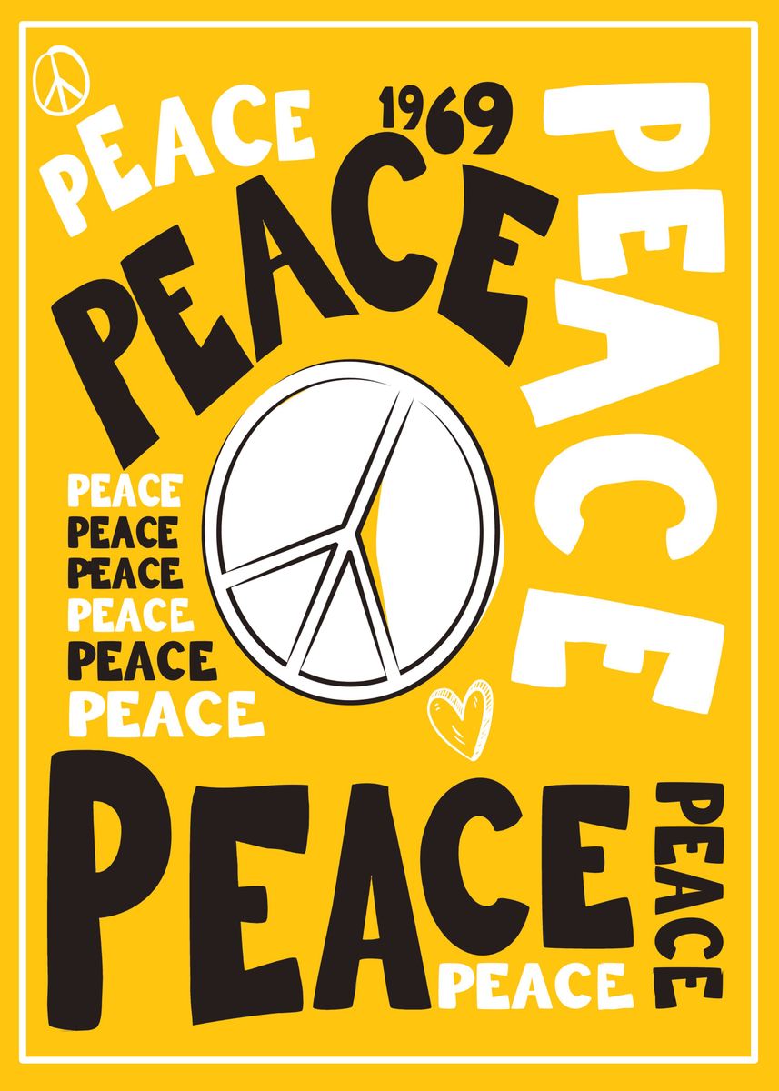 'Peace Yellow Pop Art ' Poster, picture, metal print, paint by ...