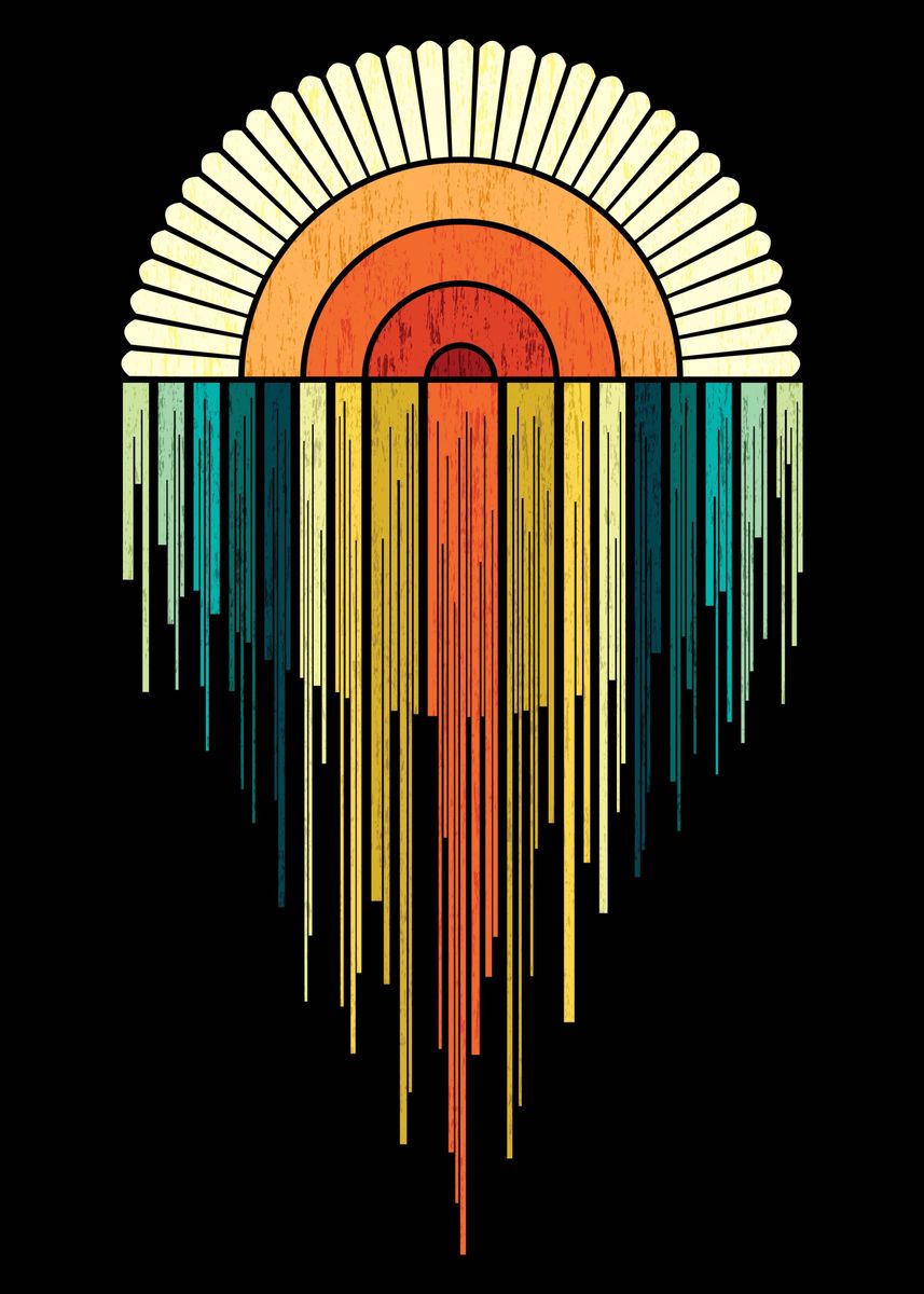 'Sunset Retro downpour ' Poster, picture, metal print, paint by jun ...