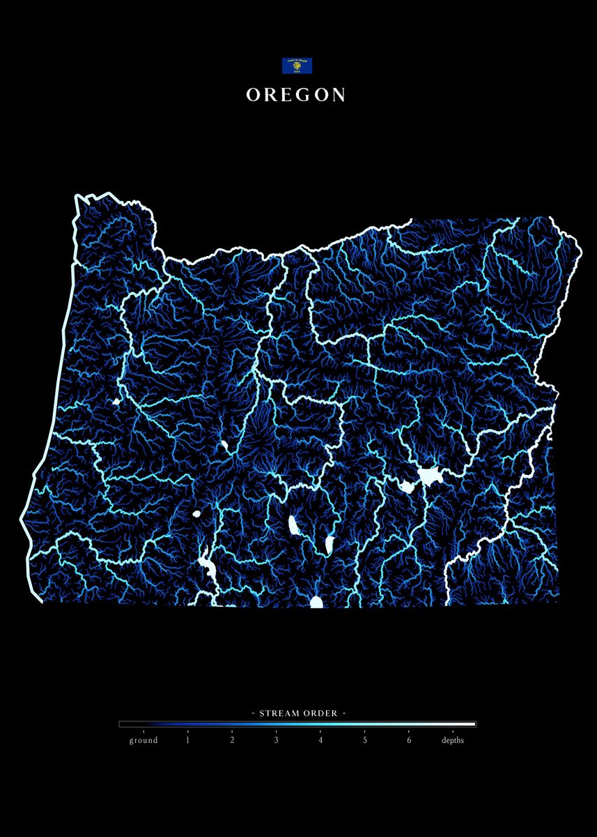'US Oregon' Poster, picture, metal print, paint by Raphael | Displate