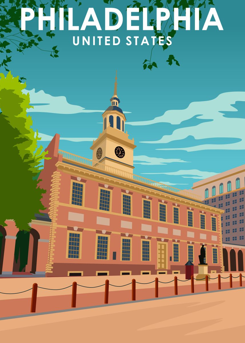 'Philadelphia Travel Poster' Poster, picture, metal print, paint by ...