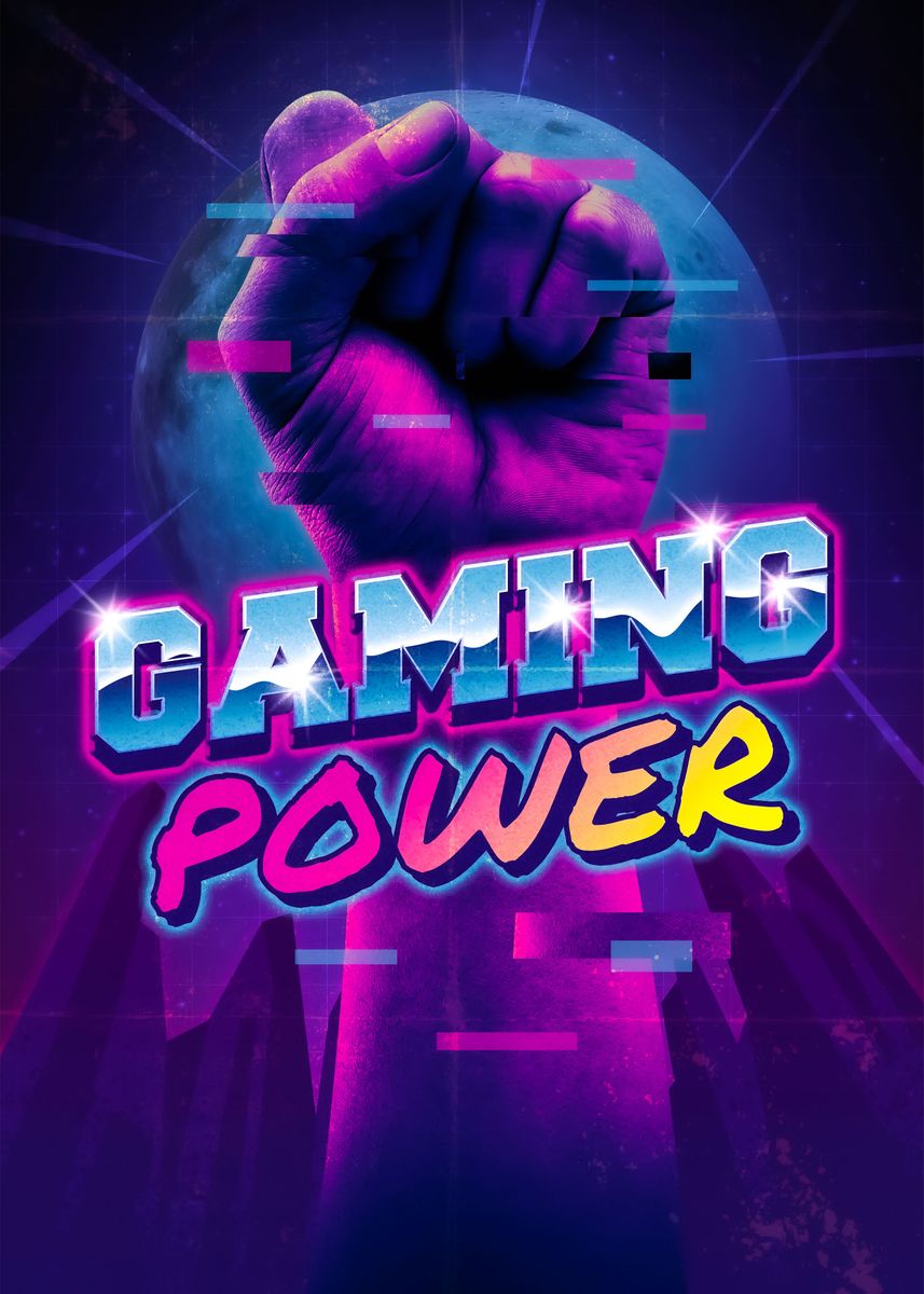 'Gaming Power 80s Vaporwave' Poster, picture, metal print, paint by Jon ...