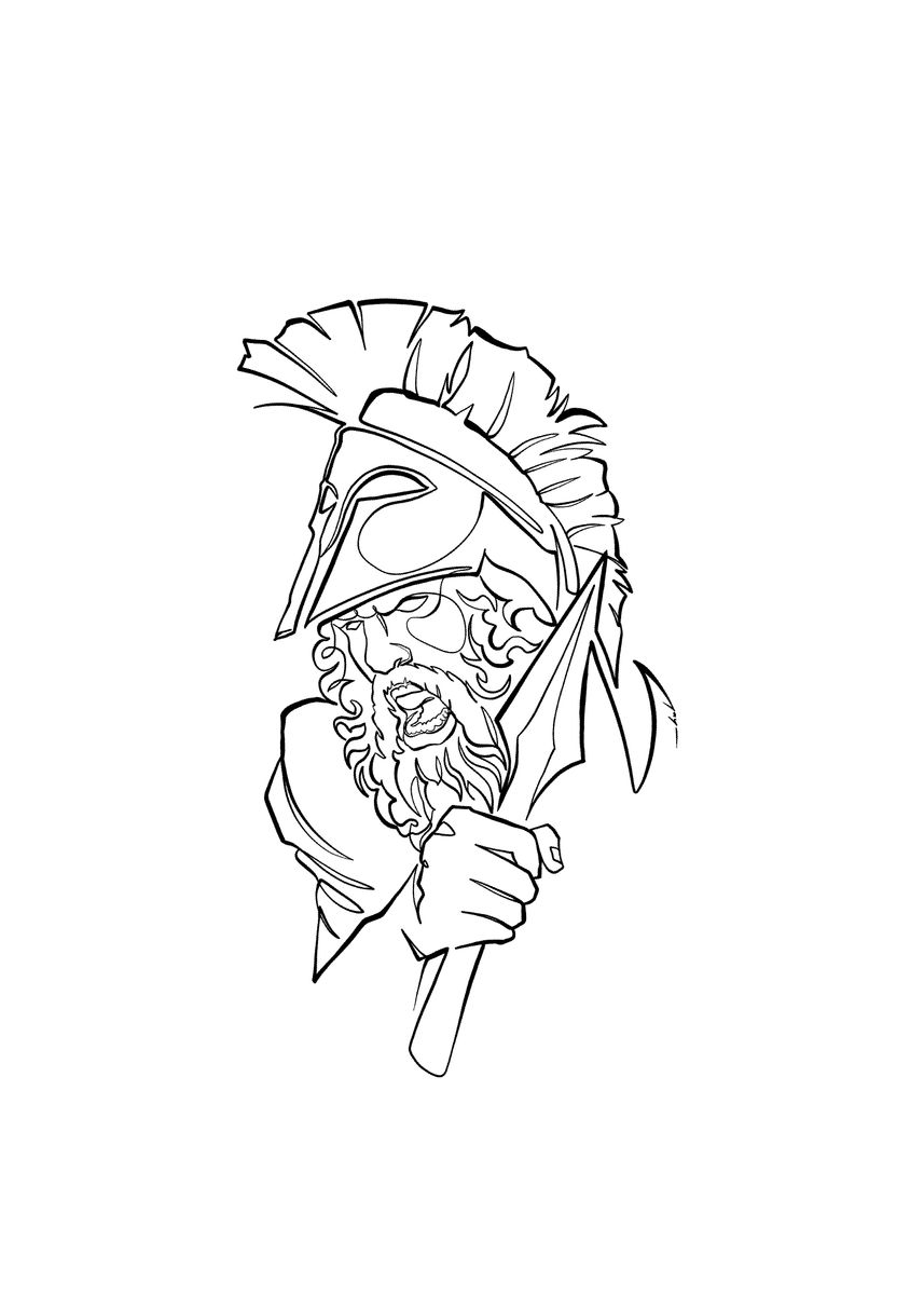 'Spartan Warrior Line Art' Poster, picture, metal print, paint by Jay ...