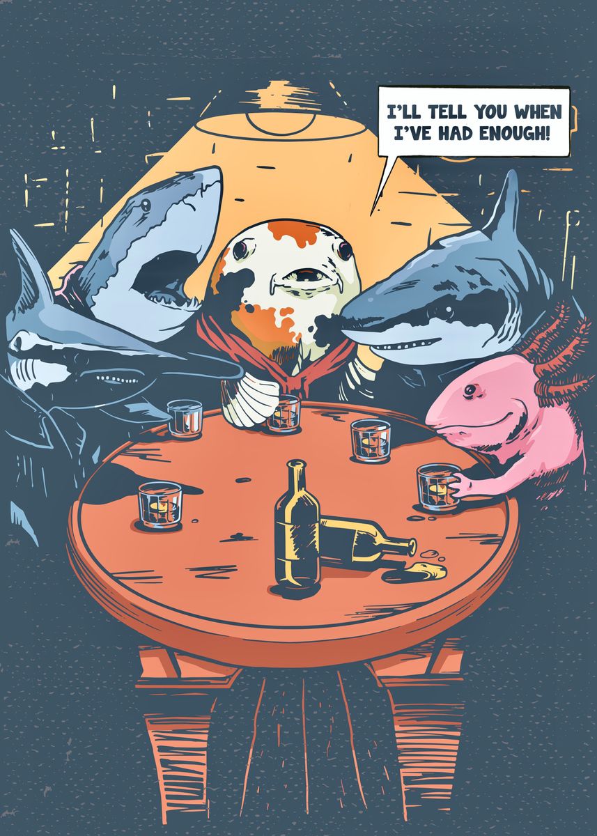 'Sea animal fishes drinking' Poster, picture, metal print, paint by ...