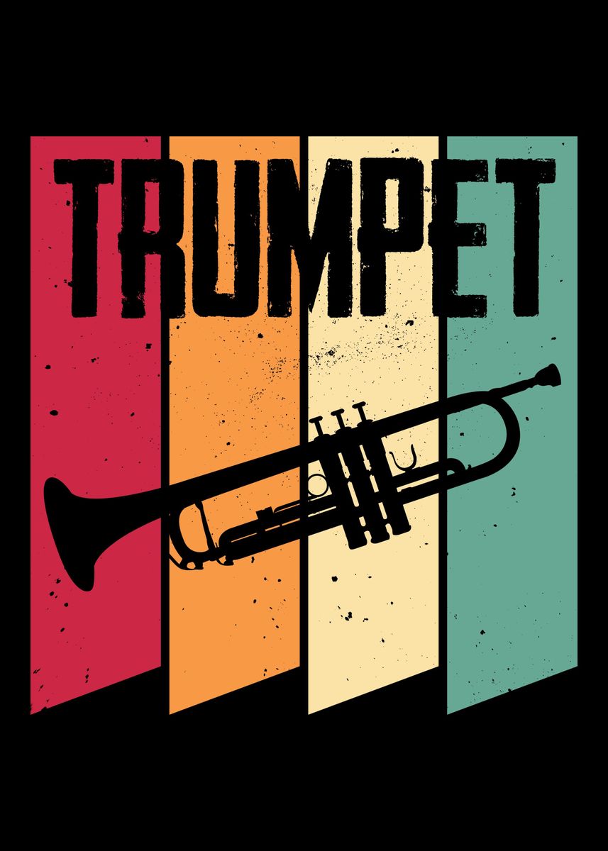 'Retro Trumpet Player' Poster, picture, metal print, paint by ...