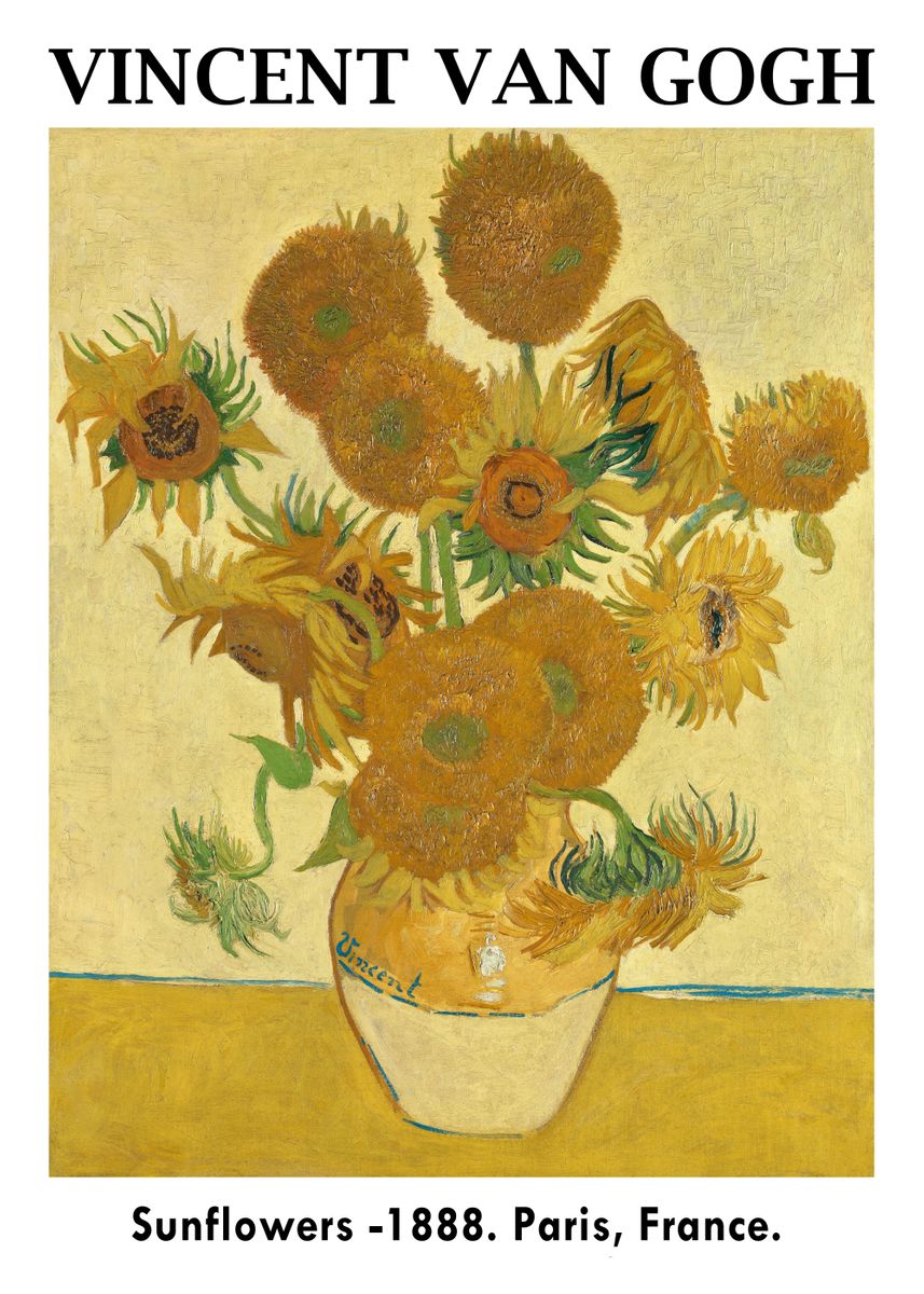 'Van Gogh Sunflowers Starry' Poster by Barry Allen | Displate