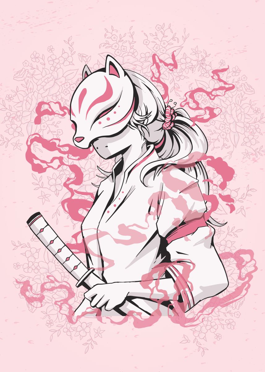 'Japanese Kitsune Fox Girl' Poster by BestPrints | Displate