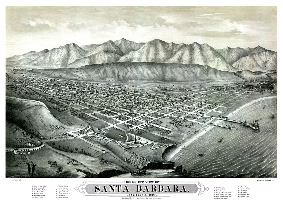 'santa barbara map' Poster by Cristina Romero | Displate