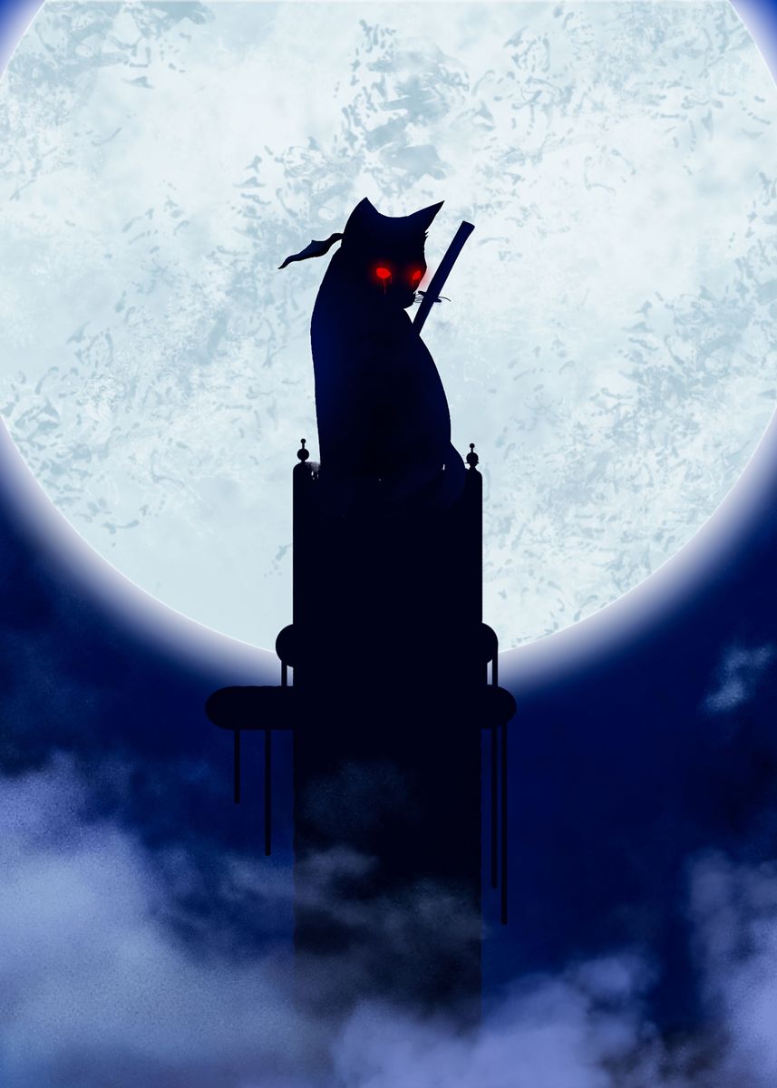 'Cat Ninja' Poster, picture, metal print, paint by Carbon Beaver | Displate