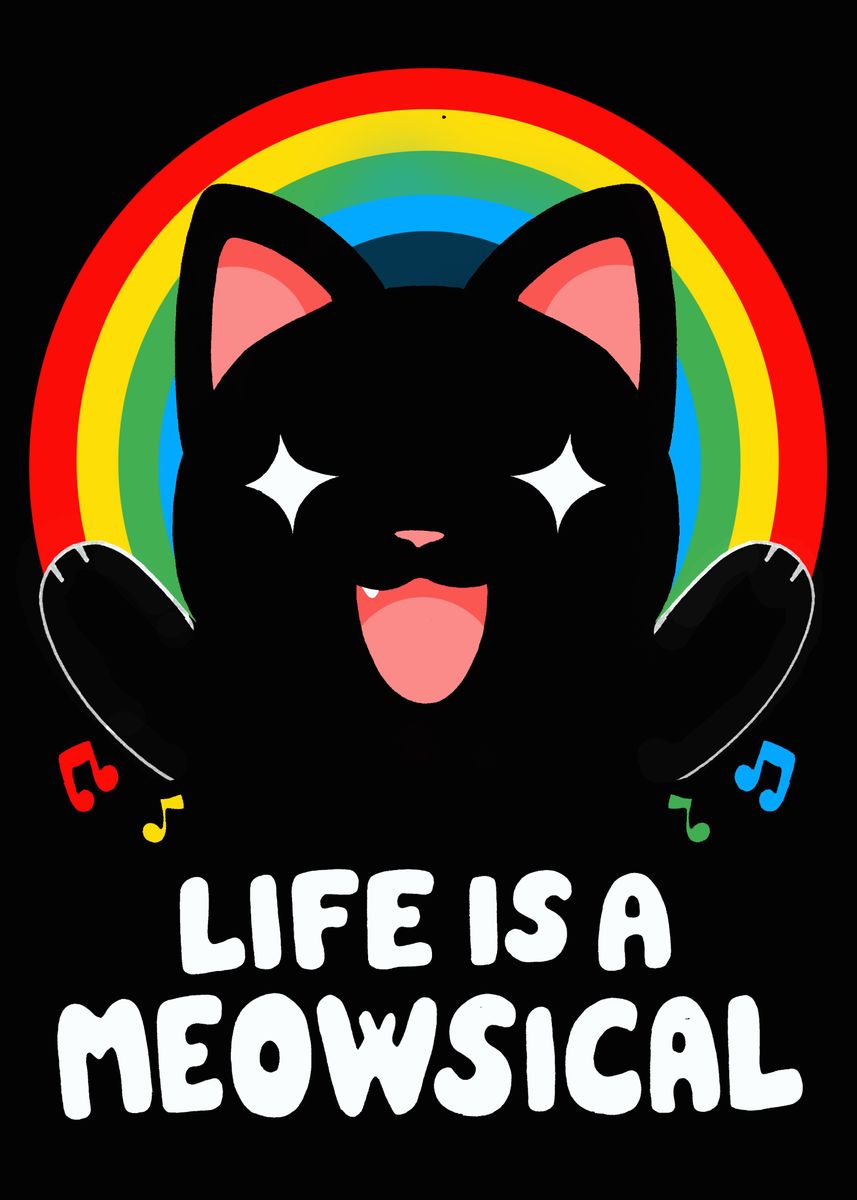 'Meowsical' Poster, picture, metal print, paint by Valentina Fabbri ...