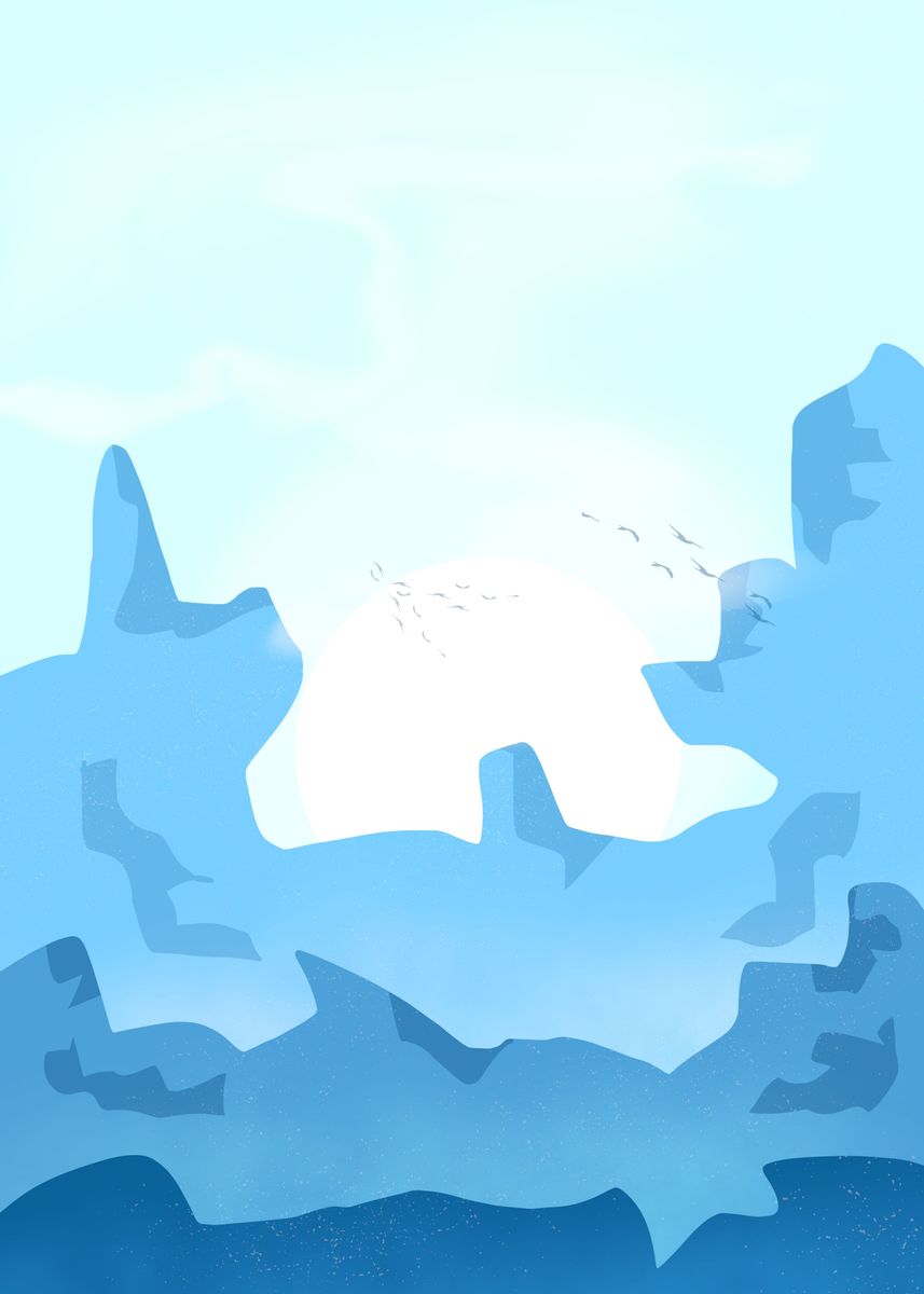 'Landscape Blue' Poster, picture, metal print, paint by Shichiro Ken ...