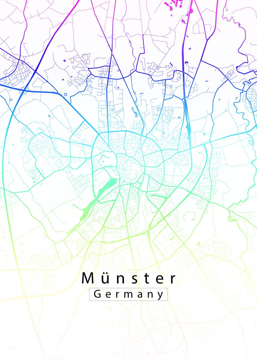 'Muenster City Map' Poster, picture, metal print, paint by Mapique ...