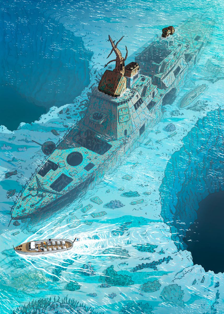 'Shipwreck' Poster, picture, metal print, paint by Nihonjorge | Displate