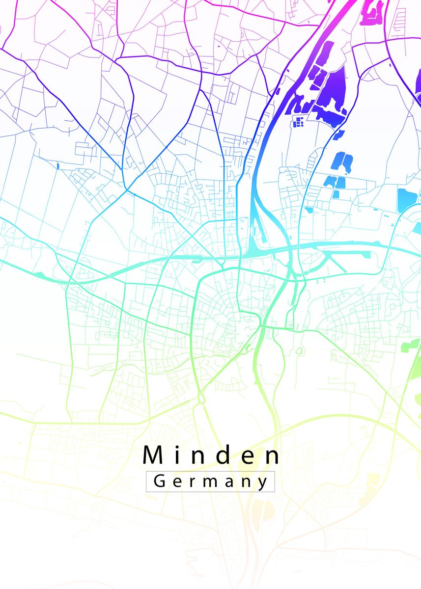 'Minden City Map' Poster, picture, metal print, paint by Robin Niemczyk ...