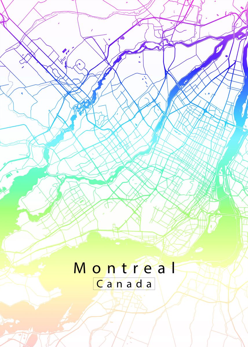 'Montreal City Map' Poster, picture, metal print, paint by Mapique ...
