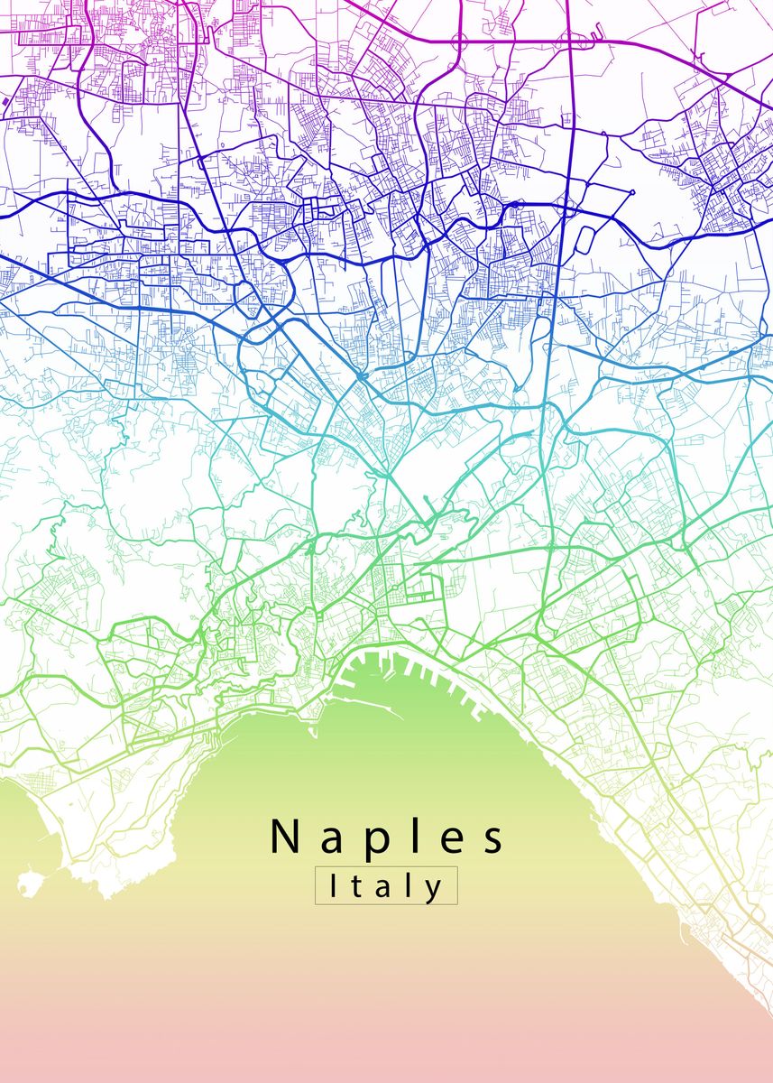 'Naples City Map' Poster, picture, metal print, paint by Robin Niemczyk ...