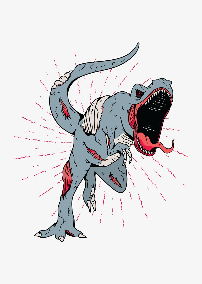 'Zombie trex ' Poster, picture, metal print, paint by Artbe | Displate