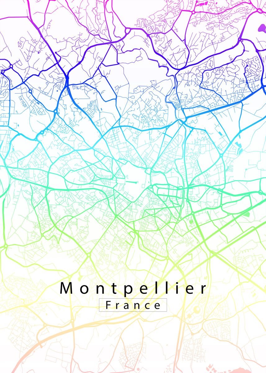 'Montpellier City Map' Poster, picture, metal print, paint by Mapique ...