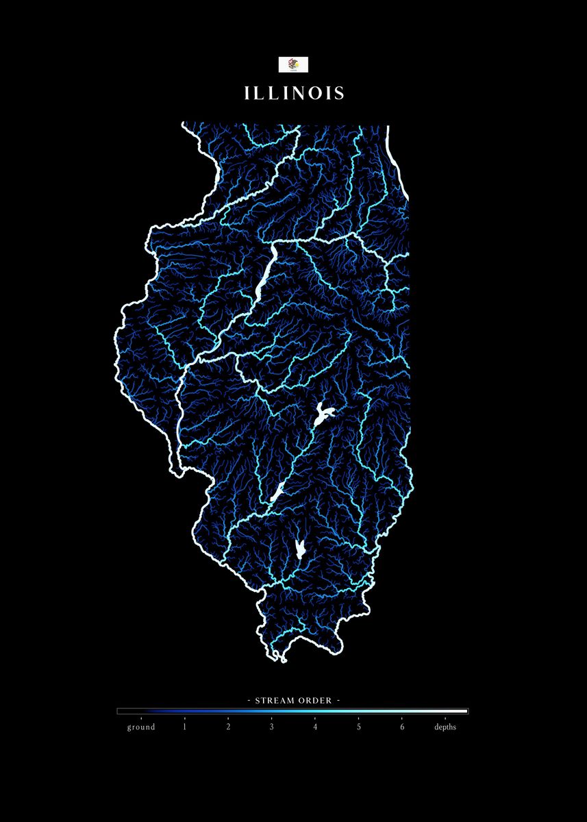 'US Illinois' Poster, picture, metal print, paint by Raphael | Displate