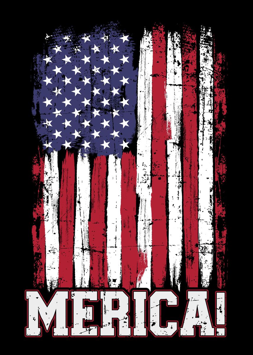 'USA Merica flag for patrio' Poster, picture, metal print, paint by ...
