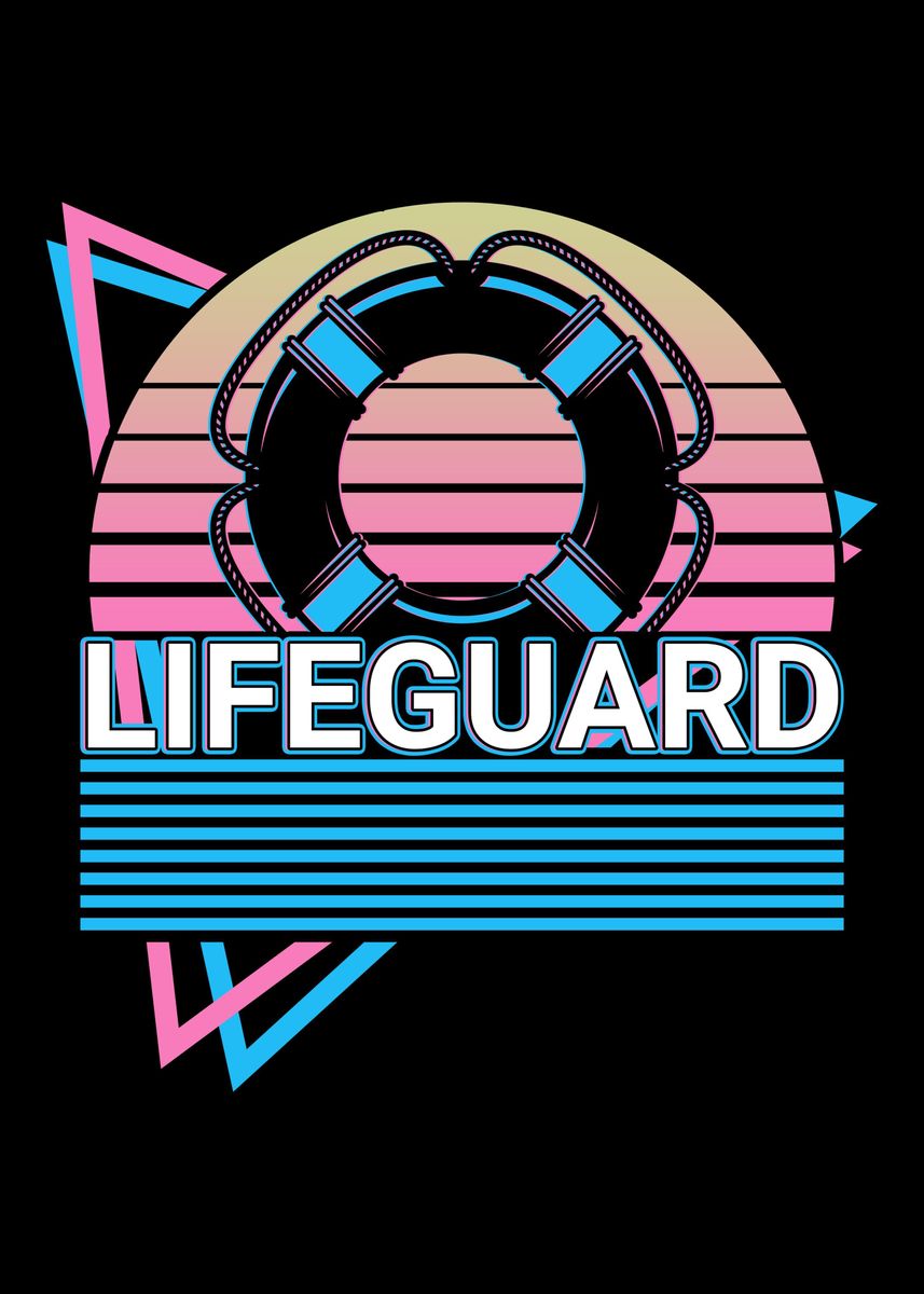 'Lifeguard Lifesaver Retro' Poster, picture, metal print, paint by ...