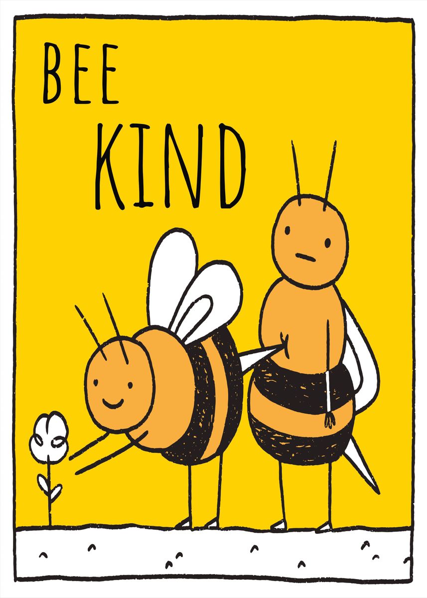 'Funny Nursery Bee Kind' Poster, picture, metal print, paint by ...