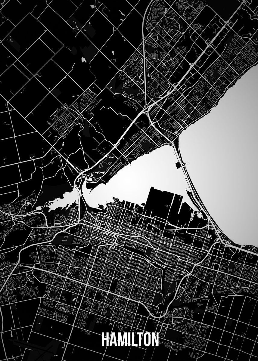 'Hamilton dark map' Poster, picture, metal print, paint by LUNGHISTE ...