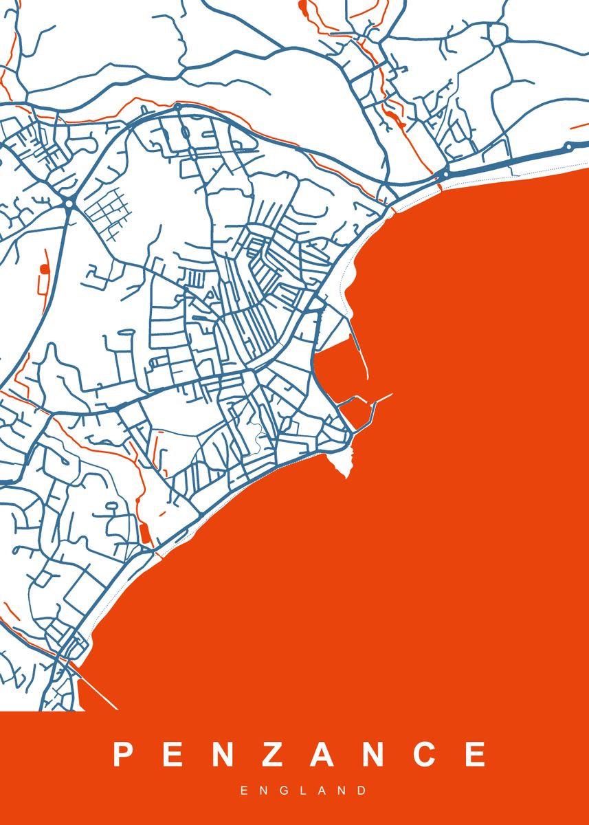 'PENZANCE England UK' Poster, picture, metal print, paint by UrbanMaps ...