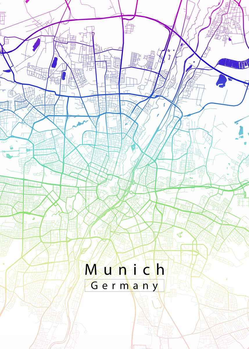 'Munich City Map' Poster by Robin Niemczyk | Displate