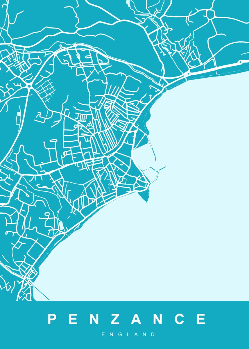 'PENZANCE England UK' Poster, picture, metal print, paint by UrbanMaps ...