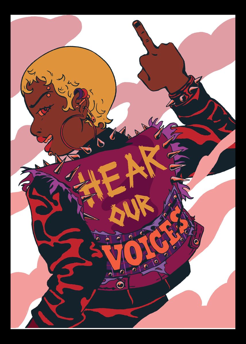 'Feminist woman Hear Voices' Poster, picture, metal print, paint by ...