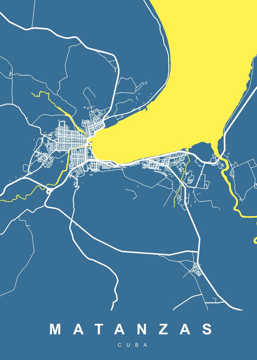 'MATANZAS Map CUBA' Poster, picture, metal print, paint by UrbanMaps ...