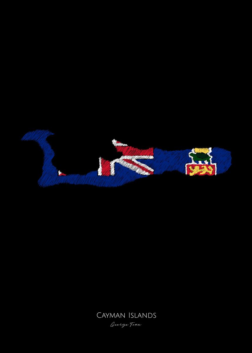 'Camman Island Line Art Map' Poster, picture, metal print, paint by ...