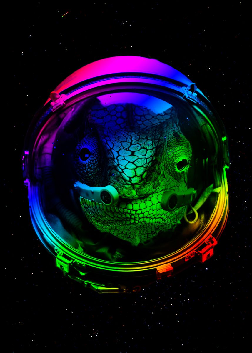 'Space Chameleon Astronaut' Poster by Jon Alderman | Displate