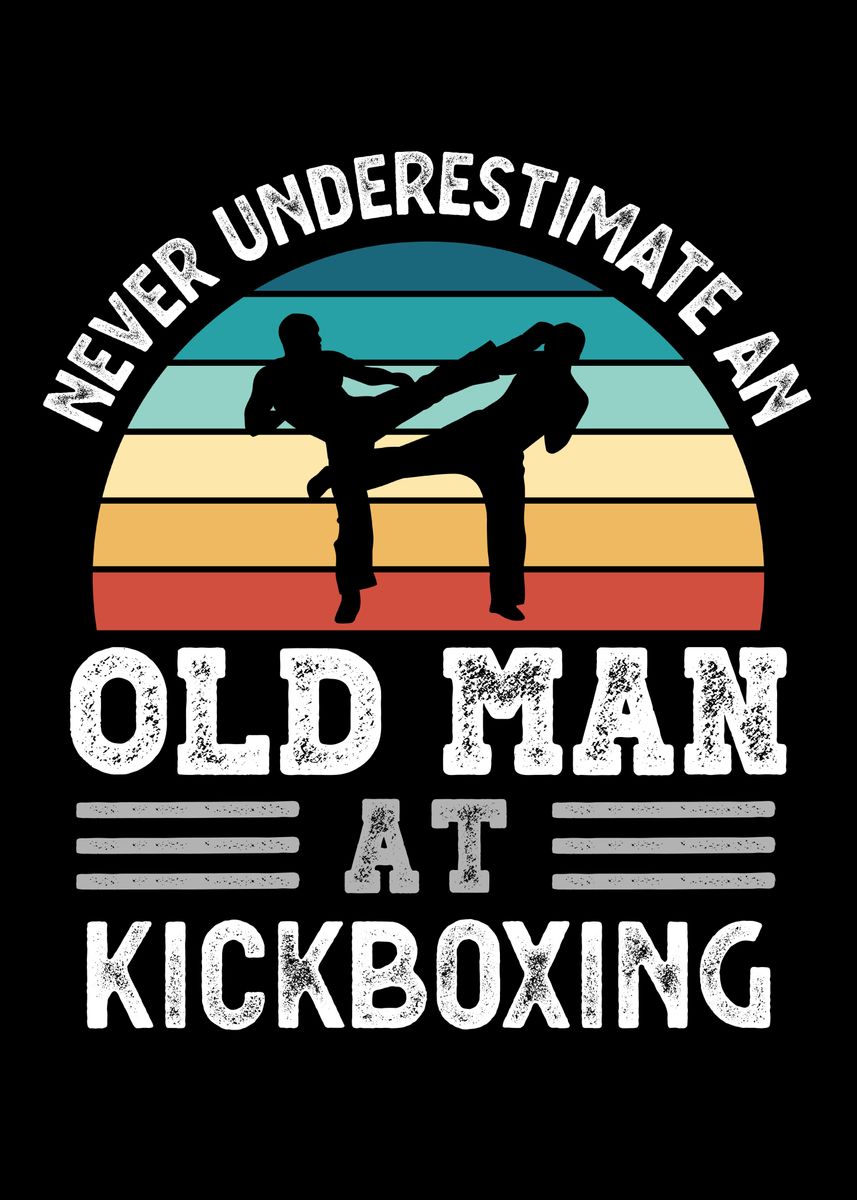'Old Man at Kickboxing' Poster, picture, metal print, paint by Phil ...