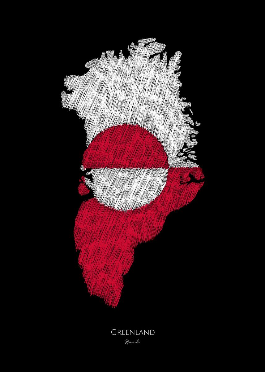 'Greenland Flag Map Line' Poster by erwin saputra art | Displate