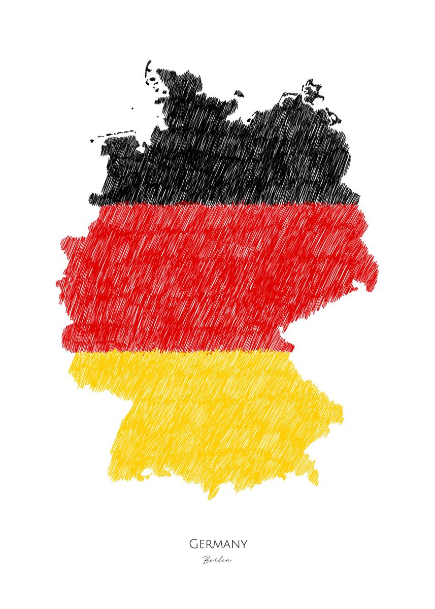 'Germany Flag Map Line Art' Poster by erwin saputra art | Displate