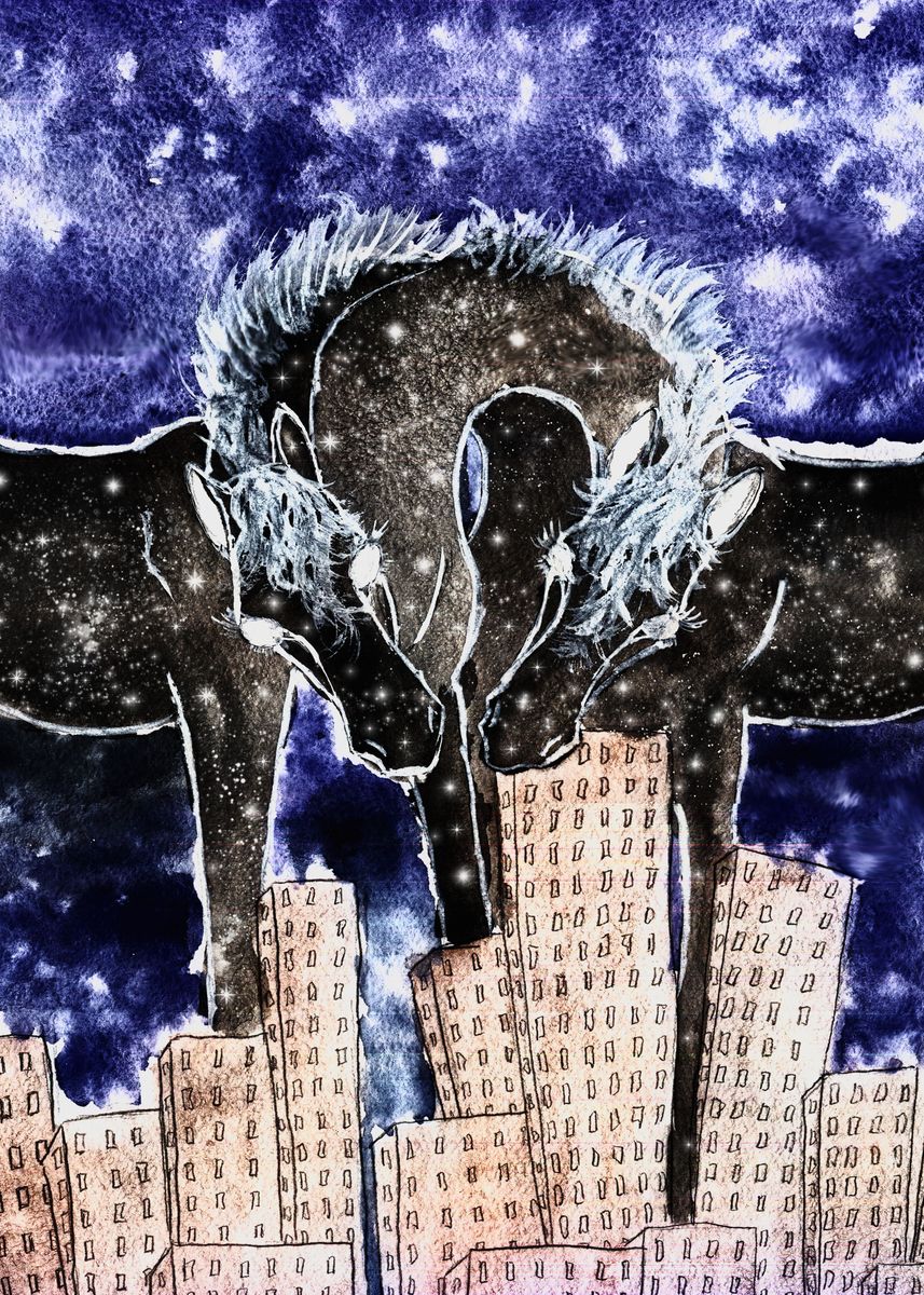 'Night over the city' Poster, picture, metal print, paint by dogodart ...