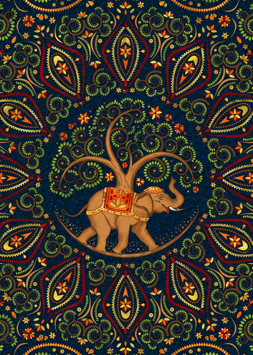 'Elephant Tree of life' Poster, picture, metal print, paint by ...