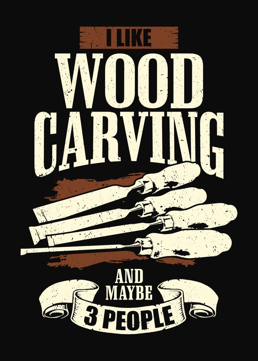 'Funny Wood Carving Design' Poster, picture, metal print, paint by ...