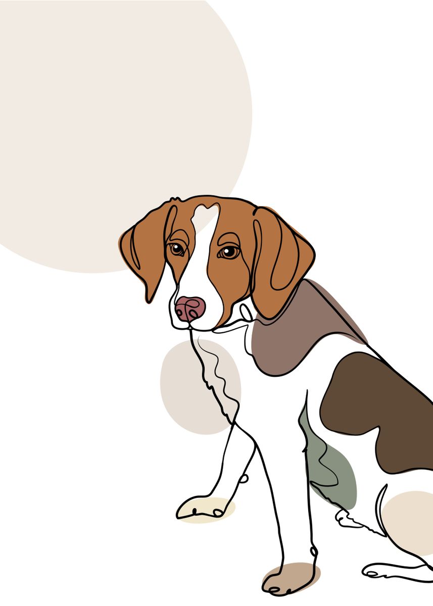 'Cute Dog One Line Art' Poster, picture, metal print, paint by Jay ...