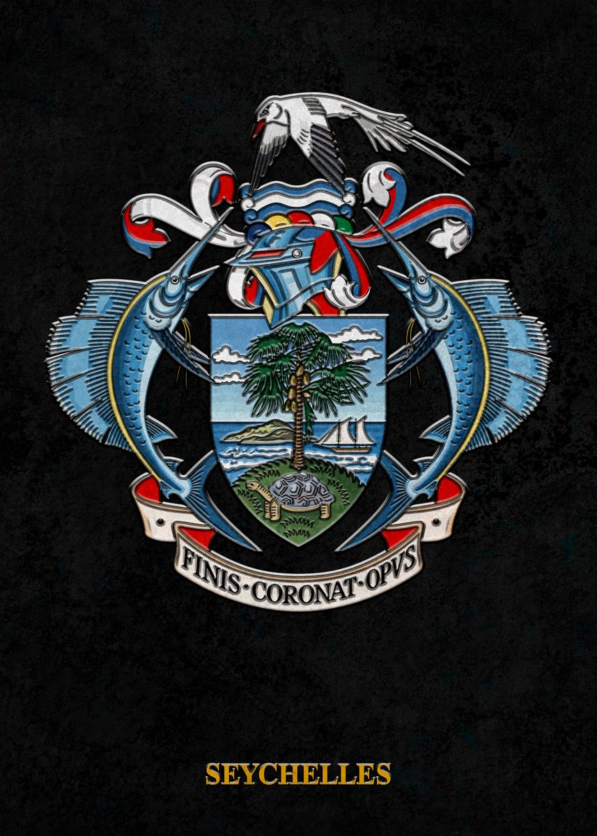 'Arms of Seychelles' Poster, picture, metal print, paint by Ferit Kurt ...