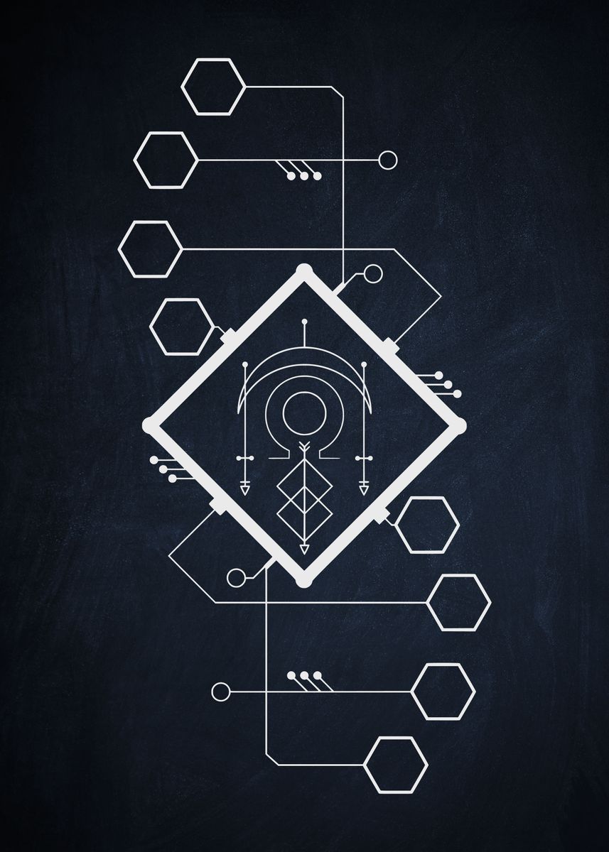 'Cyber Alchemy Blueprint' Poster, picture, metal print, paint by ...